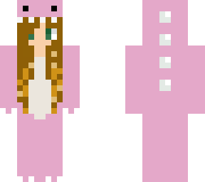 pink brunette dino girl | Minecraft Skin