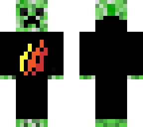 Creeper with fire merch | Minecraft Skin