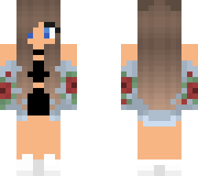 Brown hair with space buns wearing floral shirt | Minecraft Skin