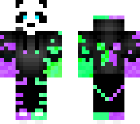 green and purple panda w/ headphones | Minecraft Skin