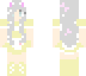 Kawaii Lemon Cat Maid Gray Hair | Minecraft Skin