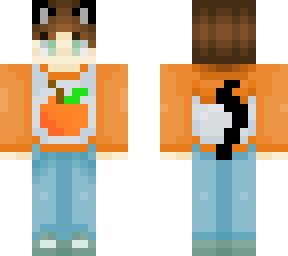 Tangerine Nekooy Gray Clothes And Ears | Minecraft Skin