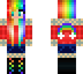Rainbow Haired Fishnet Girl Light Version | Minecraft Skin