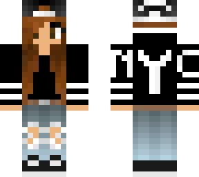NYC girl with brown hairs | Minecraft Skin