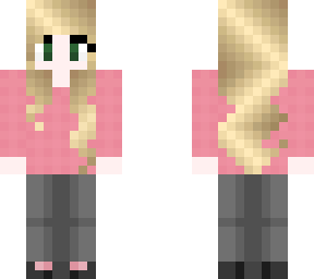 Pink shirt grey pants girl | Minecraft Skin