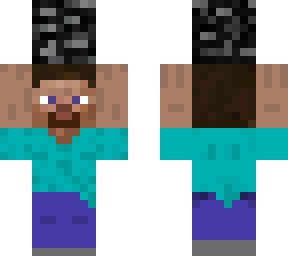 Steve Holding Bedrock | Minecraft Skin