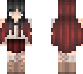 villager girl black hair red | Minecraft Skin