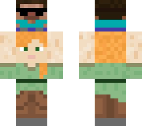 Alex holding Steve | Minecraft Skin