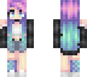 rainbow hair | Minecraft Skin