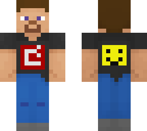 Steve With Mojang Sign And Happy Face | Minecraft Skin