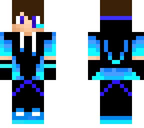 Blue Gamer Boy with V | Minecraft Skin
