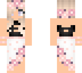 Cute pink flower field dress | Minecraft Skin