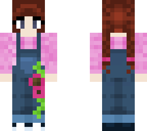 girl dungarees braids plaits cute pink | Minecraft Skins