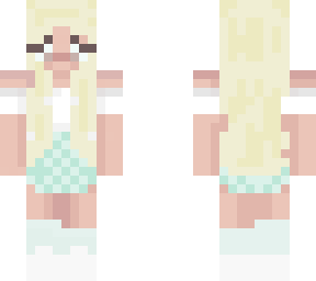 Blue checkered blonde girl | Minecraft Skin