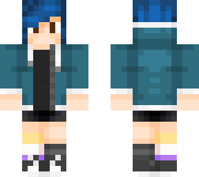 blue haired non-binary skin | Minecraft Skin