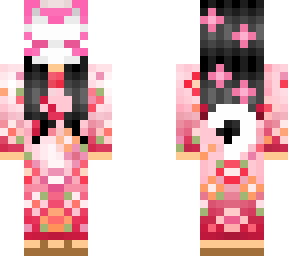 Pink Kitsune Mask | Minecraft Skin