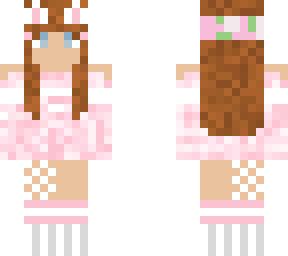 pink with flower crown and ears | Minecraft Skin