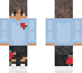 fixed pastel blue rose boy | Minecraft Skin