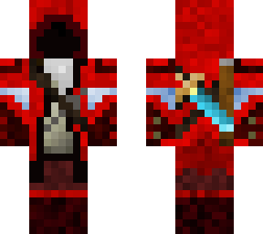 Black-red hooded swordsman | Minecraft Skin