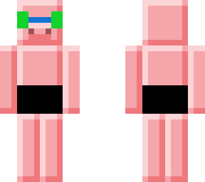 blocky pig with a towel and swiming shorts | Minecraft Skin