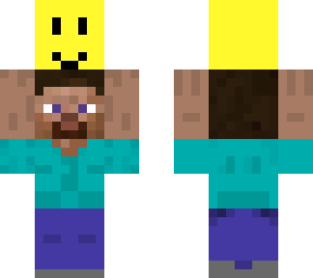 Steve holding a Roblox Noob's head | Minecraft Skin