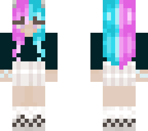 Pink and blue haired girl | Minecraft Skin