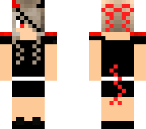 red and black horns dress bow demon eyes demon tail | Minecraft Skins