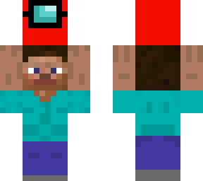 steve holding red among us | Minecraft Skin