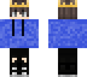 Crown Boy With Blue Hoodie | Minecraft Skin