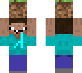 Noob Holding Grass Block | Minecraft Skin