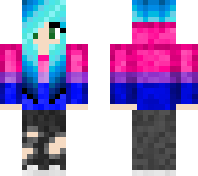 Blue hair bi***ual girl | Minecraft Skin