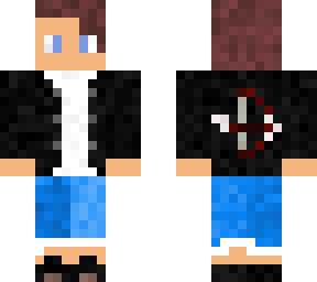 leather jacket boy brown hair bow arrow white black blue | Minecraft Skins