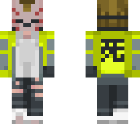 Neon yellow kitsune mask | Minecraft Skin
