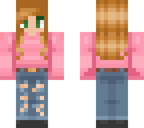 Blonde Girl with Ripped Jeans | Minecraft Skin