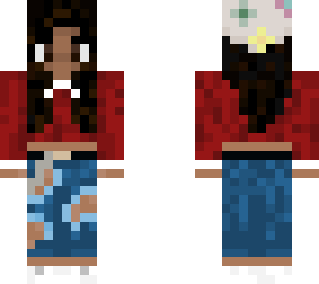 Girl with ripped jeans and sweater | Minecraft Skin
