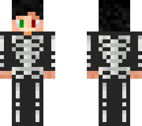 Skeleton Boy Eyes red and green | Minecraft Skin