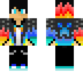 Blue and red ultra fire guy! | Minecraft Skin