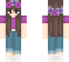 Girl With Purple Flower Crown | Minecraft Skin