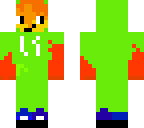Fire Guy in green Hoddy | Minecraft Skin