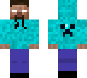 Herobrine creeper at the back | Minecraft Skin