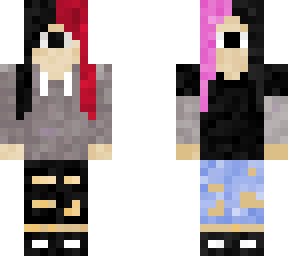 split hair two person girl | Minecraft Skins