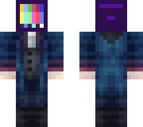 purple tv head with blue jacket | Minecraft Skin