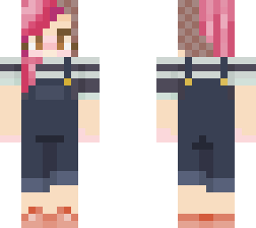 Shaved Head Girl In Overalls | Minecraft Skin