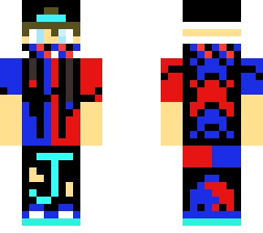 Blue Red Fire Gamer Boy!! | Minecraft Skin