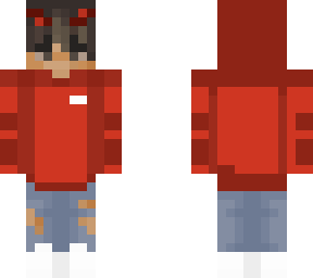 Red hoddie with horns | Minecraft Skin