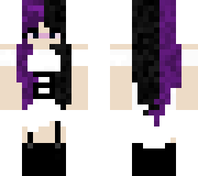 Half black half purple hair goth girl | Minecraft Skin