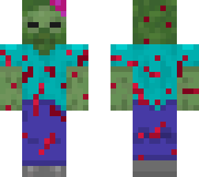 Bloody zombie with brain coming out | Minecraft Skin