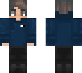 Boy Brown Hair Blue Hoodie Skin | Minecraft Skin