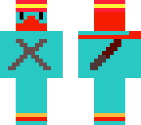 cyan ninja with sword | Minecraft Skin