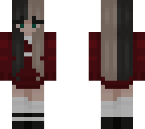 Split Hair w White Red Collar | Minecraft Skin